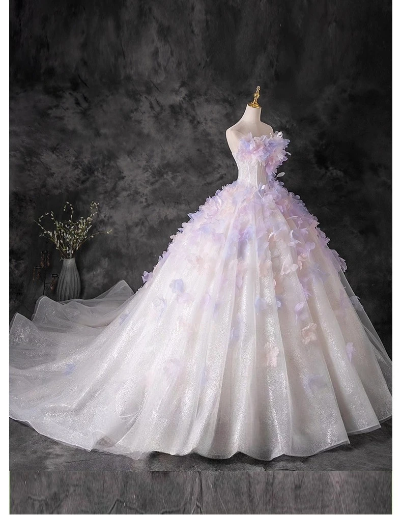 Luxury Long Wedding Dresses Elegant Women Off-Shoulder Applique Photos ...