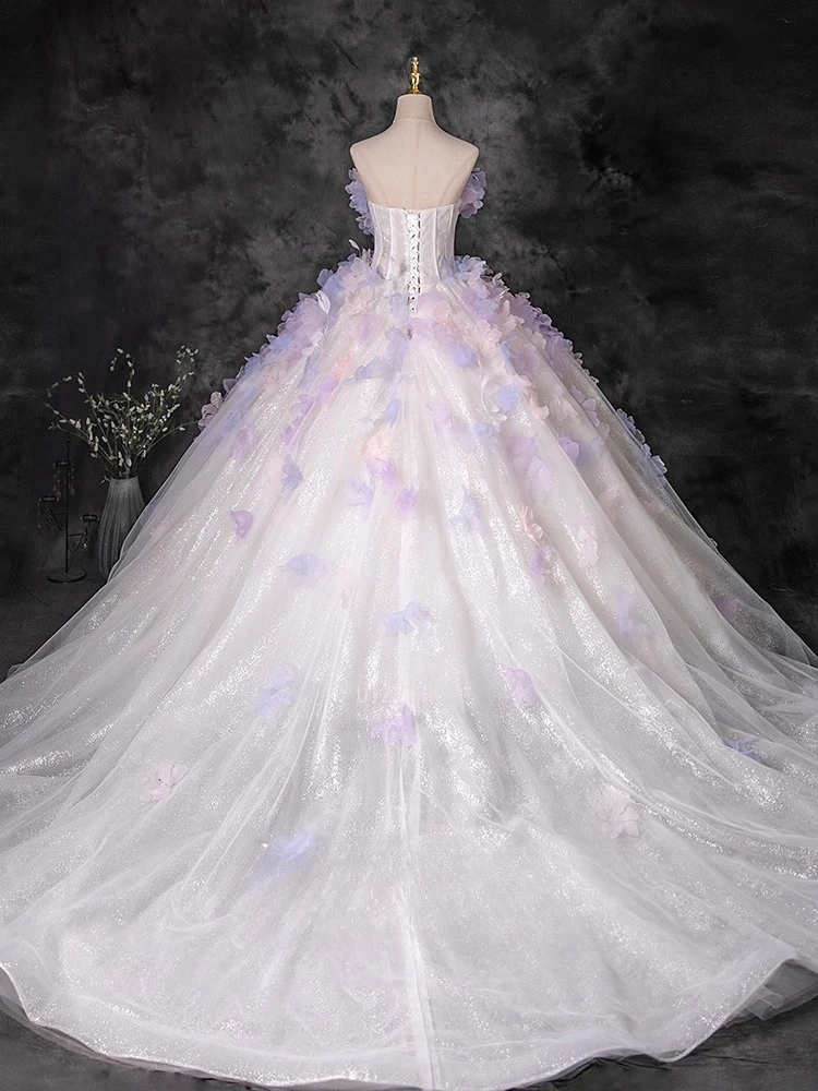 Luxury Long Wedding Dresses Elegant Women Off-Shoulder Applique Photos ...